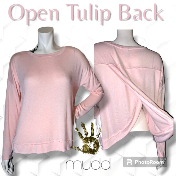 Mudd | Tops | Softest Knit Blouse Overlapping Tulip Open Back Raw Edge ...